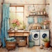 Retro Laundry Room Clipart Bundle 10 High Quality Watercolor Jpgs Home ...