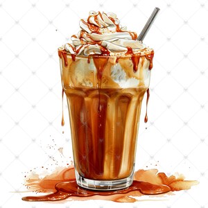 Caramel Milkshake Clipart Bundle 10 High Quality Watercolor Jpgs ...
