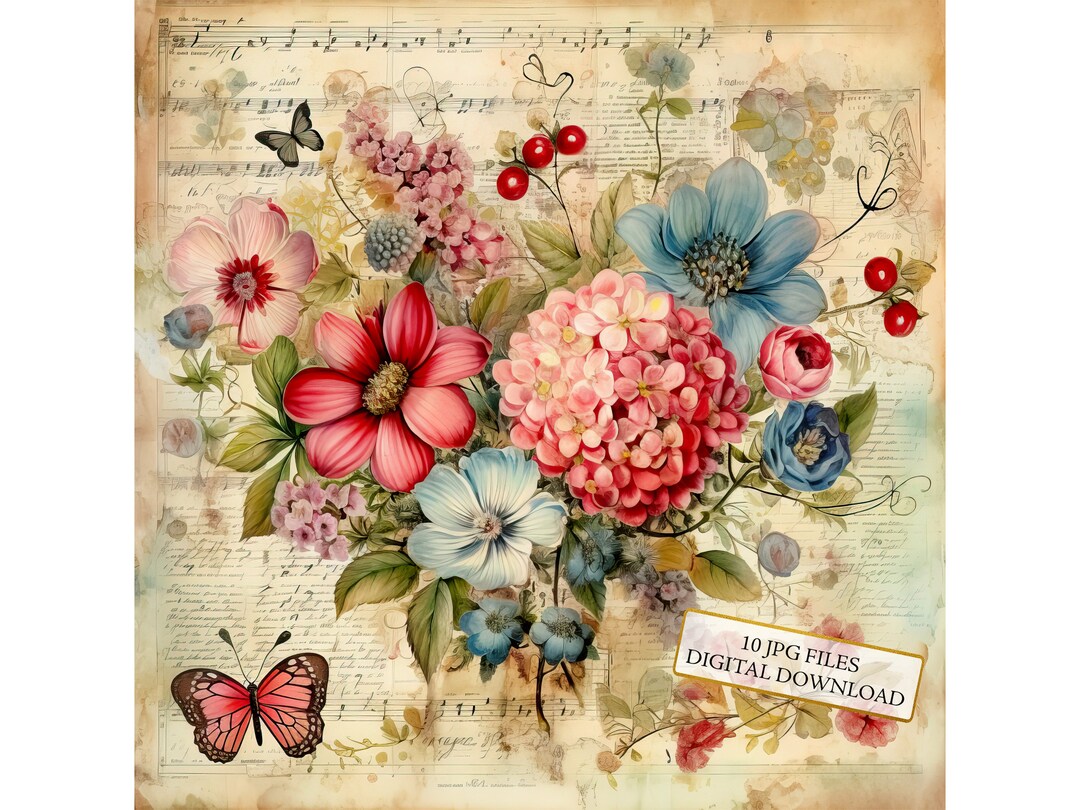 Shabby Chic Vintage Floral Love Letter Clipart Bundle- 10 High Quality ...