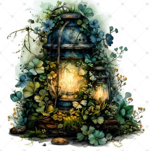 Magical Forest Lanterns Clipart Bundle- 10 High Quality Watercolor Jpgs ...