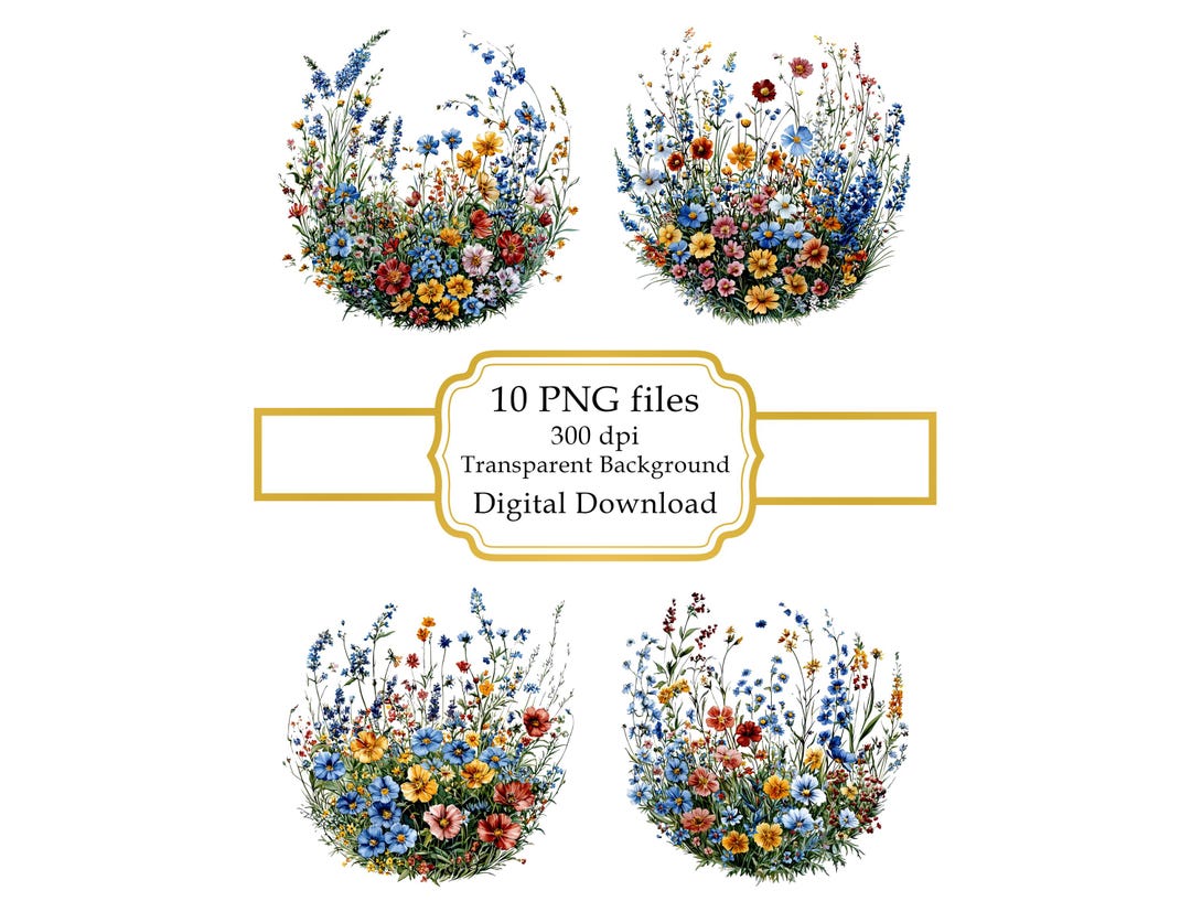 Spring Flower Meadow Circle PNG Clipart Bundle- Digital Download - Etsy