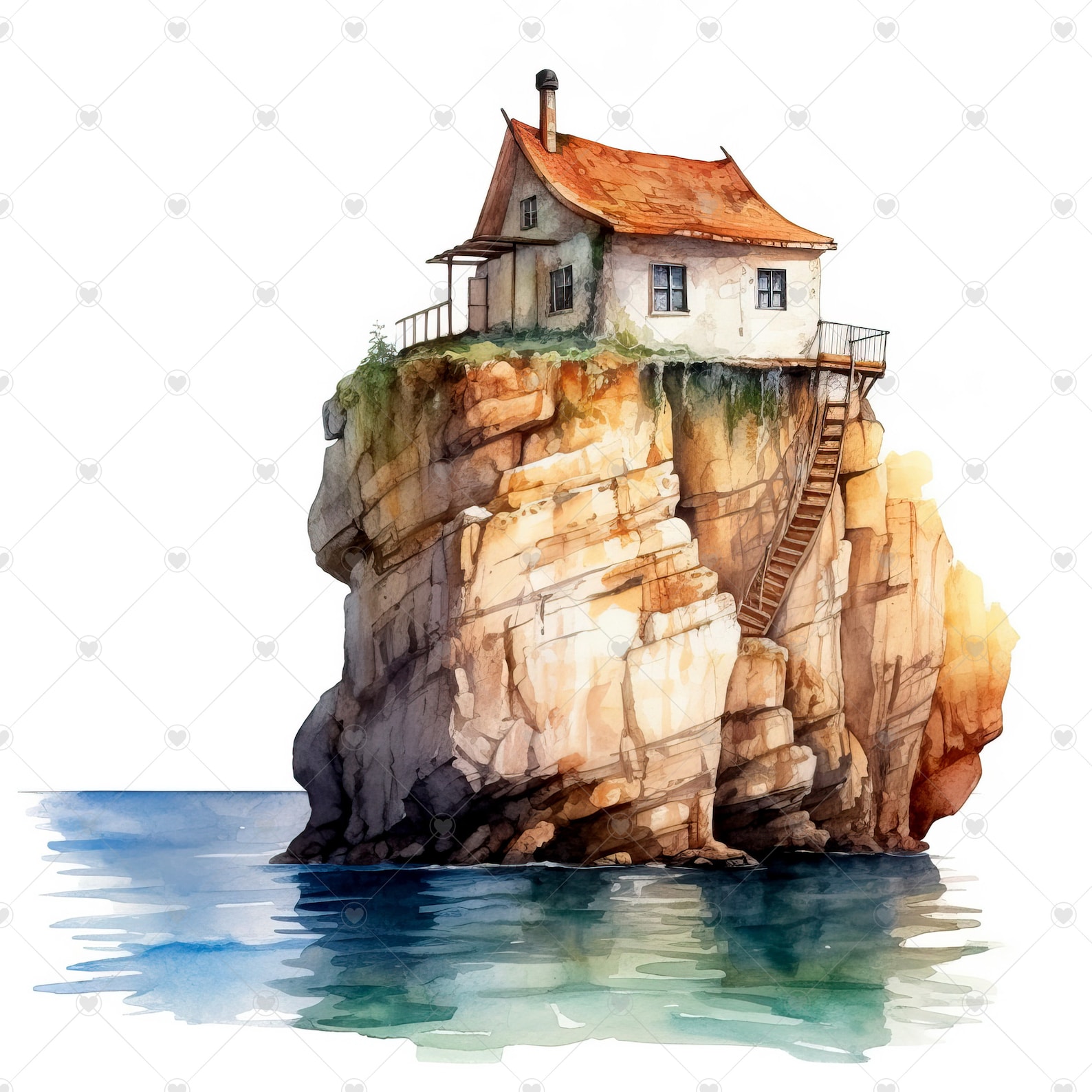 Oceanside House on Rocks Clipart Bundle 10 High Quality - Etsy