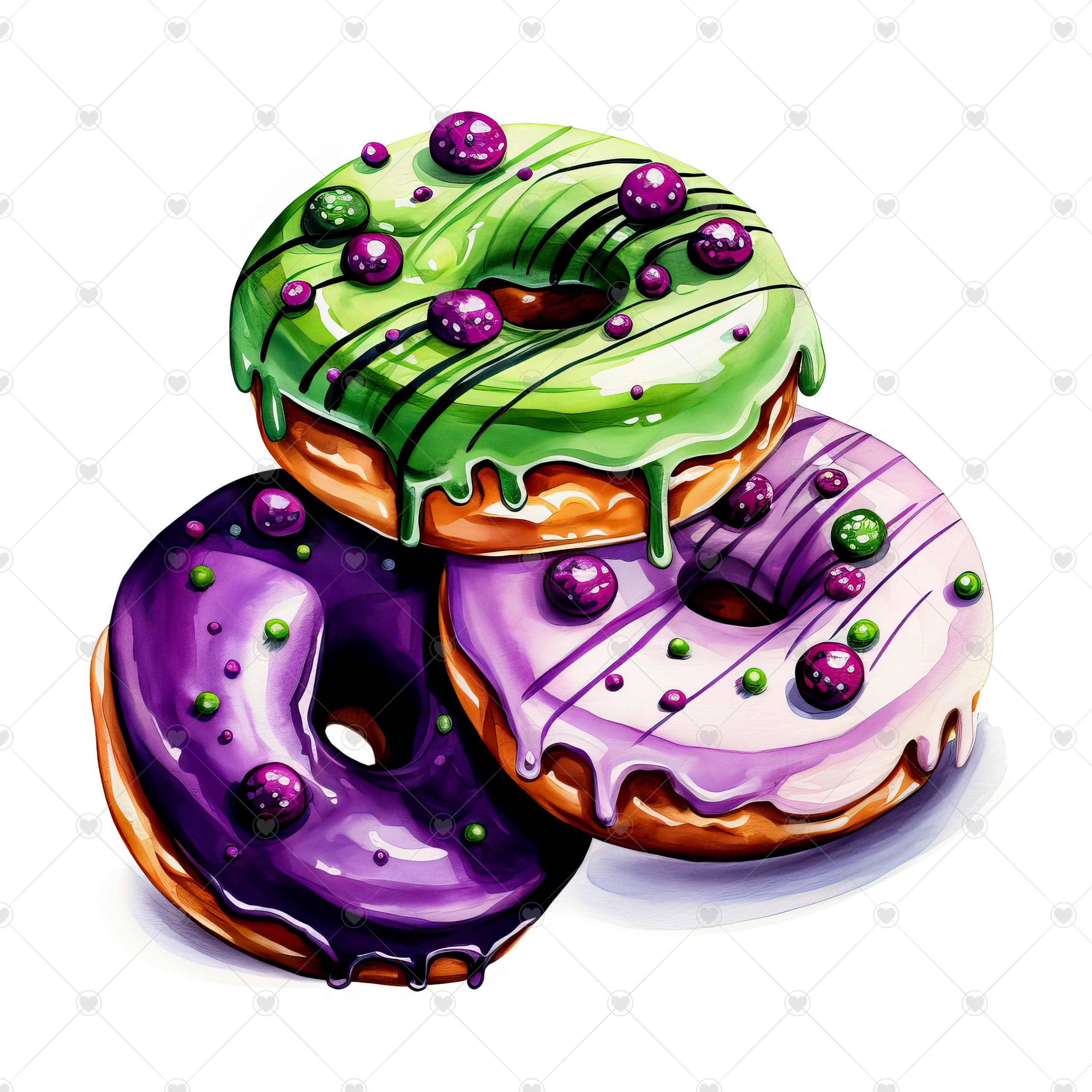 Halloween Donuts Clipart Bundle 10 High Quality Watercolor - Etsy