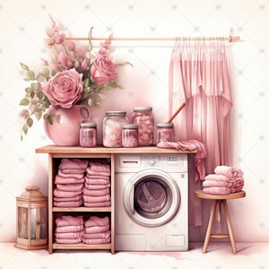 Floral Laundry Room Clipart Bundle- 10 High Quality Watercolor Jpgs ...