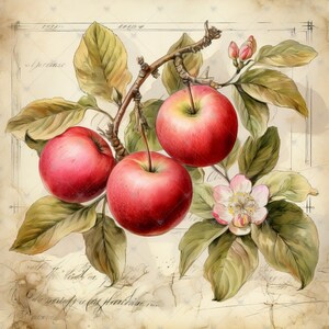 Shabby Chic Apples Clipart Bundle 10 High Quality Watercolor Jpgs Fruit ...