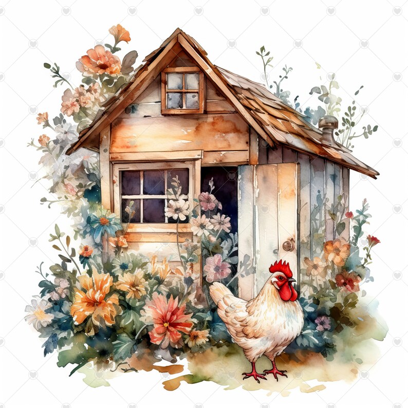 Hen House Chicken Coop Clipart Bundle 10 High Quality - Etsy