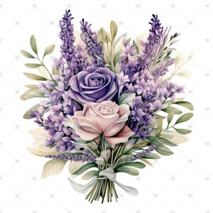 Lavender Bouquet Clipart Bundle- 10 High Quality Watercolor Jpgs ...