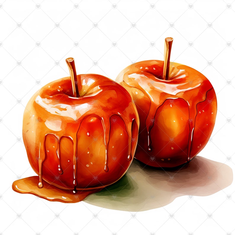 Caramel Apples Clipart Bundle 10 High Quality Watercolor - Etsy