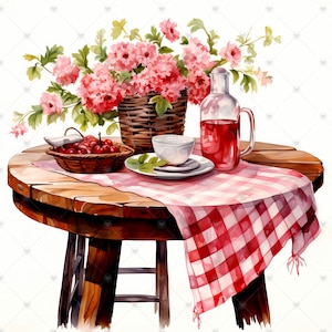 Wooden Country Table Clipart Bundle- 10 High Quality Watercolor Jpgs ...