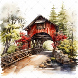 Old Wooden Covered Bridge in Nature Clipart Bundle- 10 High Quality ...