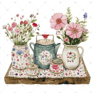 Floral Vintage Farmhouse Kitchen Clipart Bundle- 10 High Quality ...