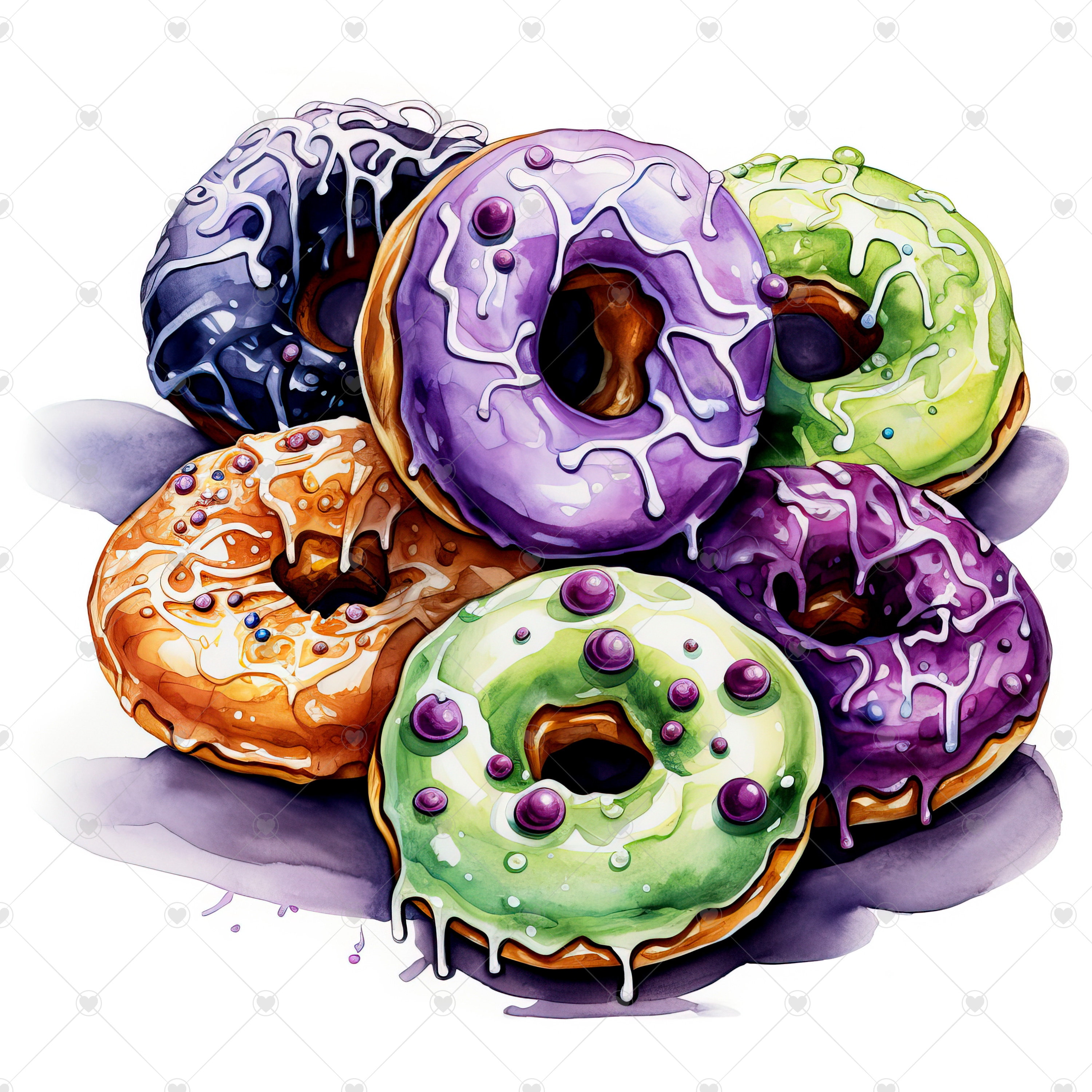 Halloween Donuts Clipart Bundle 10 High Quality Watercolor - Etsy