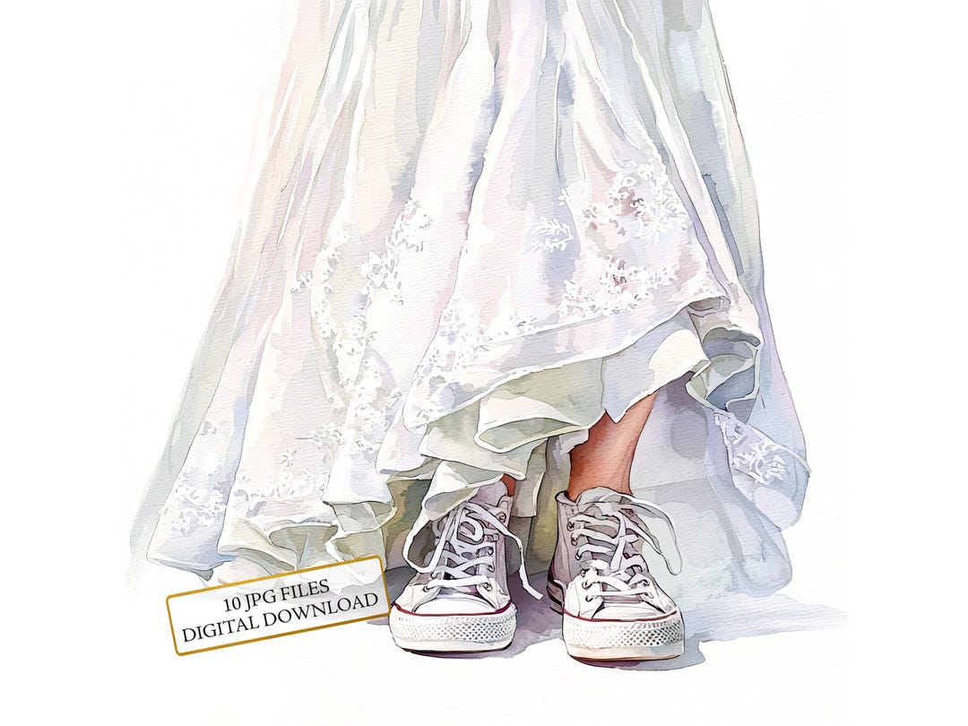 Bride Wearing Vintage Sneakers Clipart Bundle- 10 High Quality ...