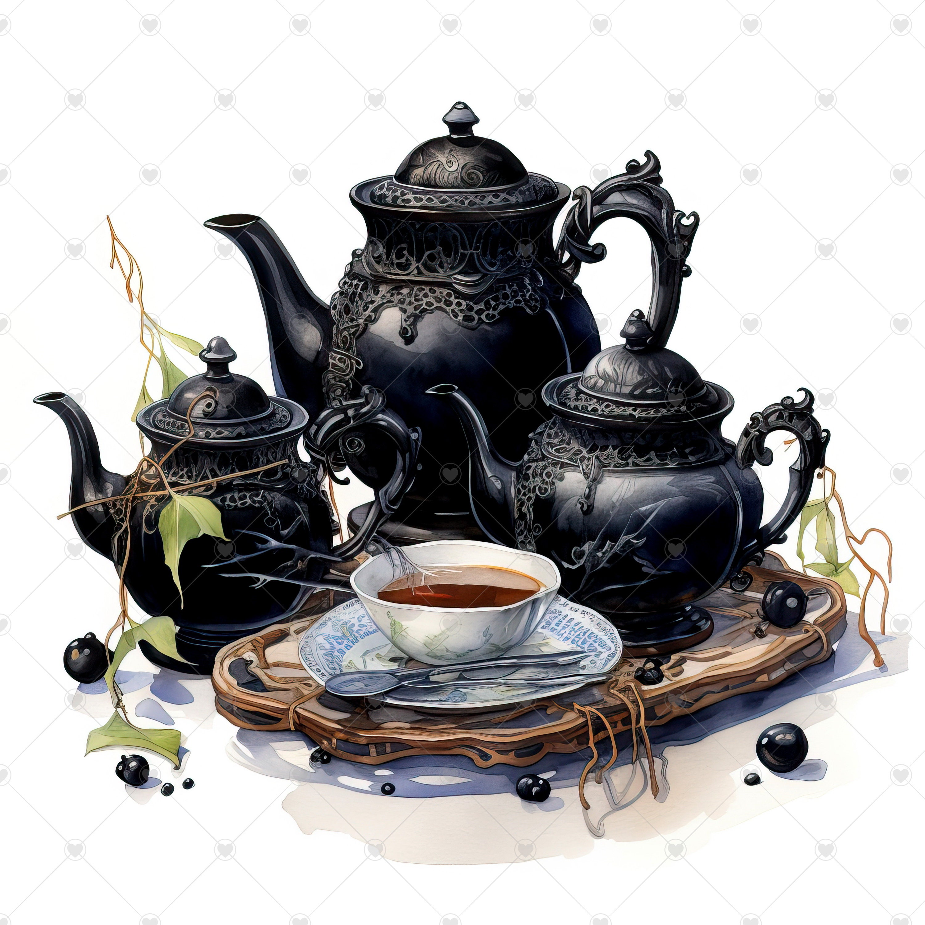 Dark Witch's Magic Tea Set Clipart Bundle 10 High Quality - Etsy