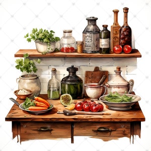 Retro Farmhouse Kitchen Cooking Clipart Bundle- 10 High Quality ...