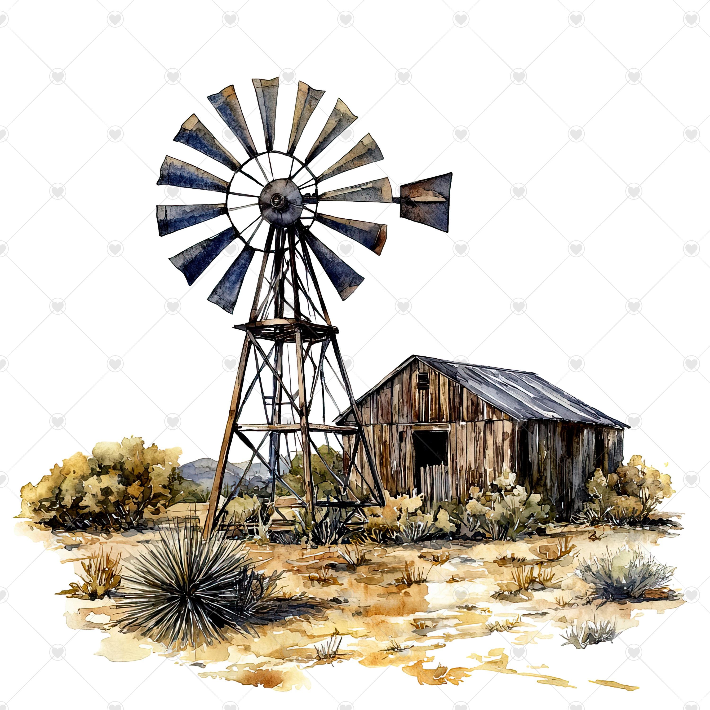 Old Western Ranch Windmill PNG Clipart Bundle- Digital Download - Etsy