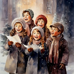 Adorable Children Singing Christmas Carols Clipart Bundle- 10 High ...