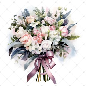 Pastel Wedding Bouquet Clipart Bundle- 10 High Quality Watercolor Jpgs ...