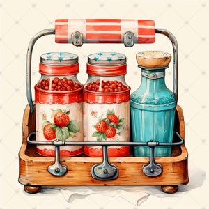 Retro Spice Rack Clipart Bundle- 10 High Quality Watercolor Jpgs ...