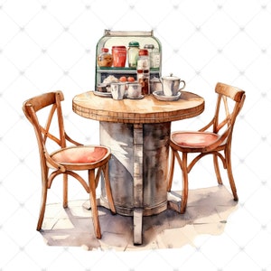 Table at a Cafe Clipart Bundle- 10 High Quality Watercolor Jpgs ...