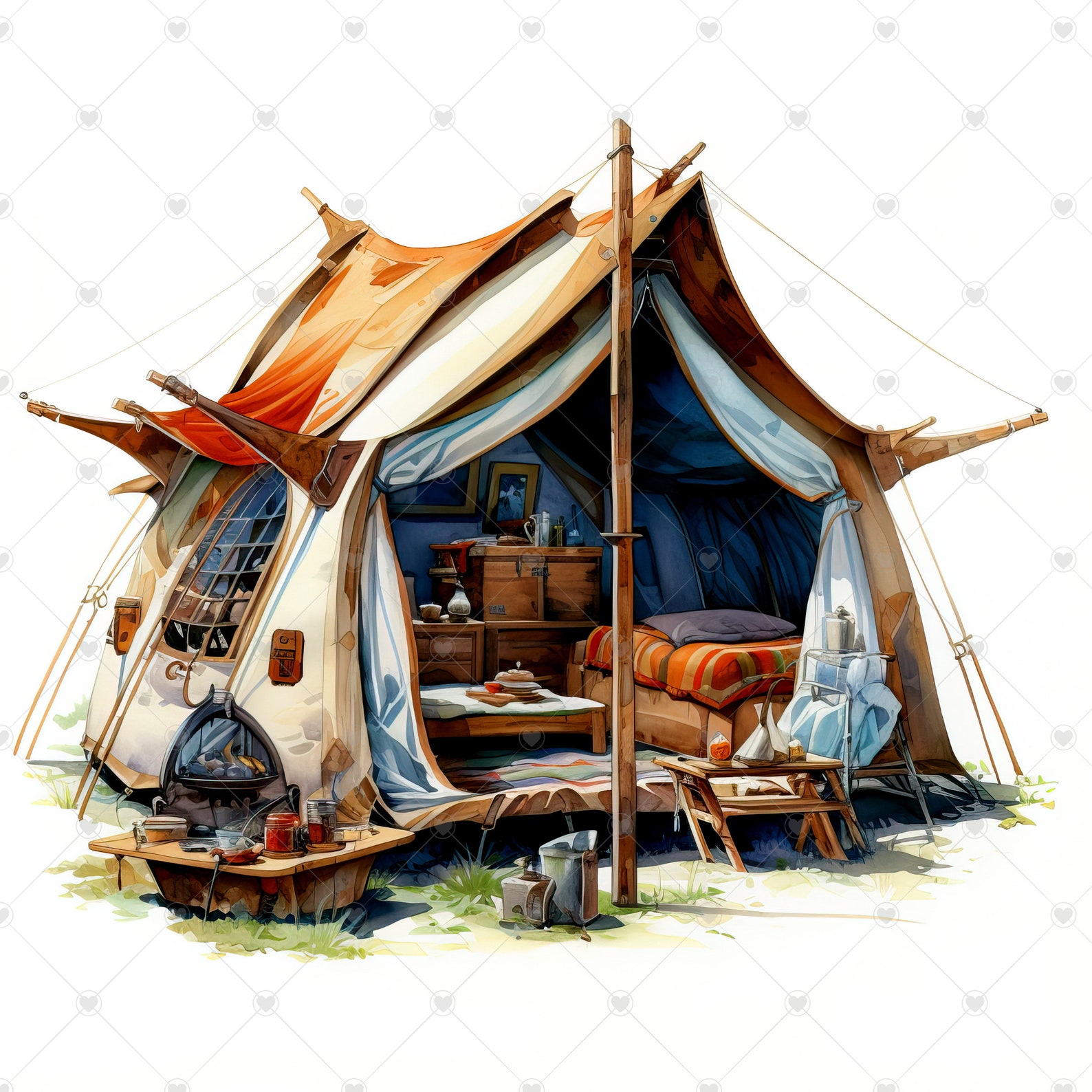 Camping Tent Clipart Bundle 10 High Quality Watercolor Jpgs - Etsy