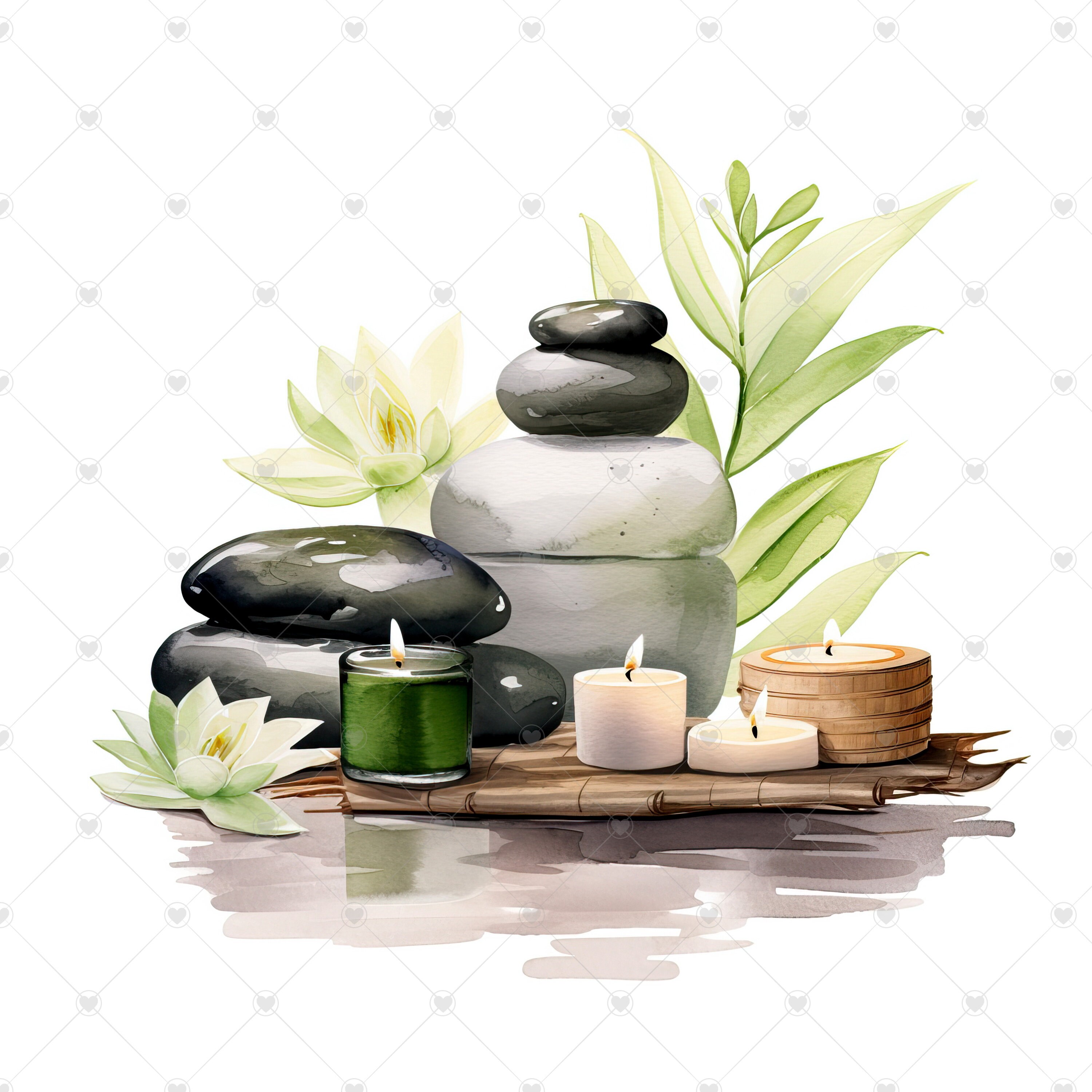 Zen Stones Spa Art Clipart Bundle 10 High Quality Watercolor - Etsy