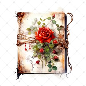 Spell Book With Roses Clipart Bundle- 10 High Quality Watercolor Jpgs ...