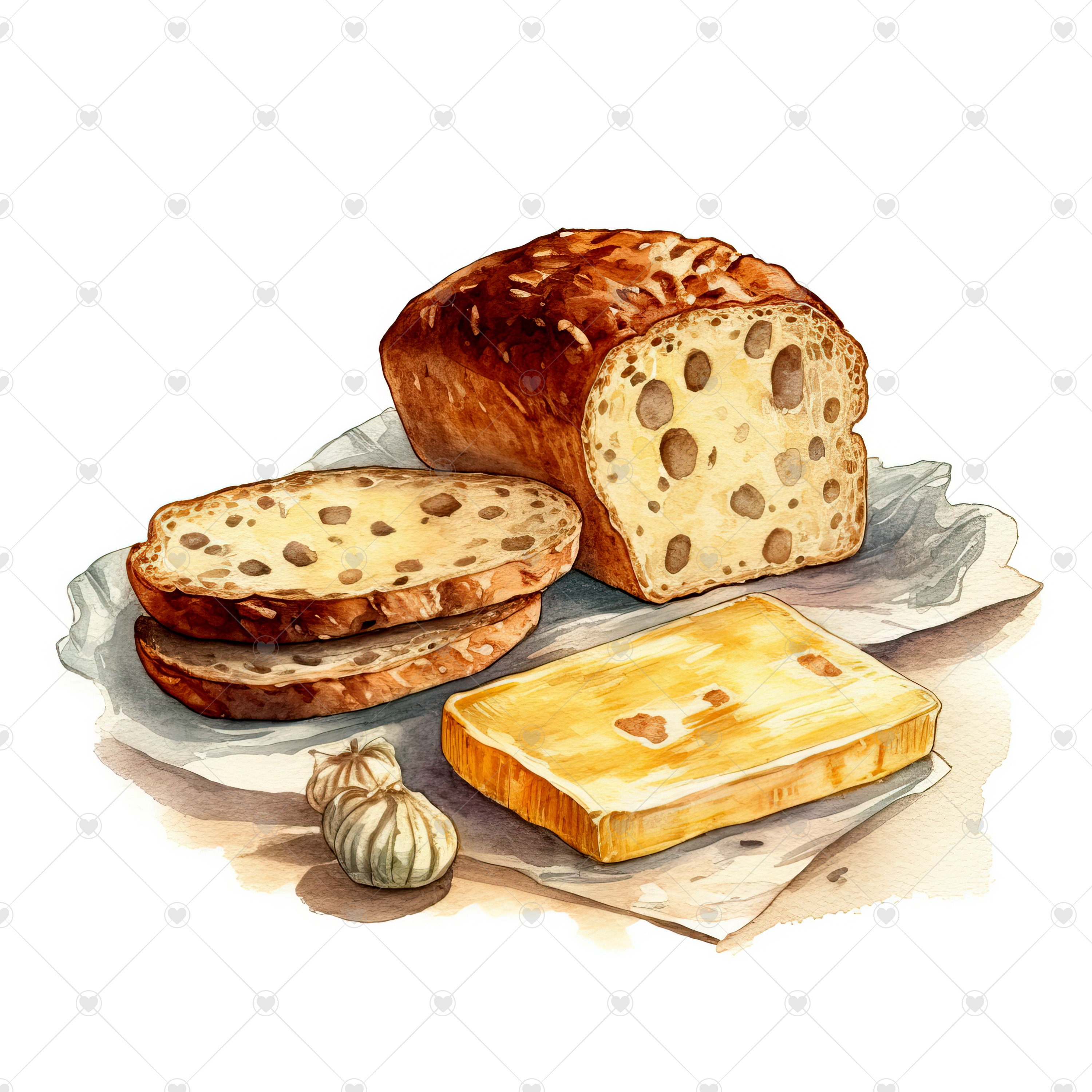 Bread and Cheese Clipart Bundle 10 High Quality Watercolor - Etsy