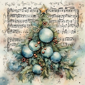 Vintage Christmas Pearls and Music Notes JPG Clipart Bundle- Digital ...