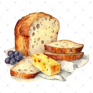 Bread and Cheese Clipart Bundle 10 High Quality Watercolor - Etsy
