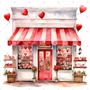 Cute Romantic Valentine's Day Shop Clipart Bundle- 10 High Quality ...