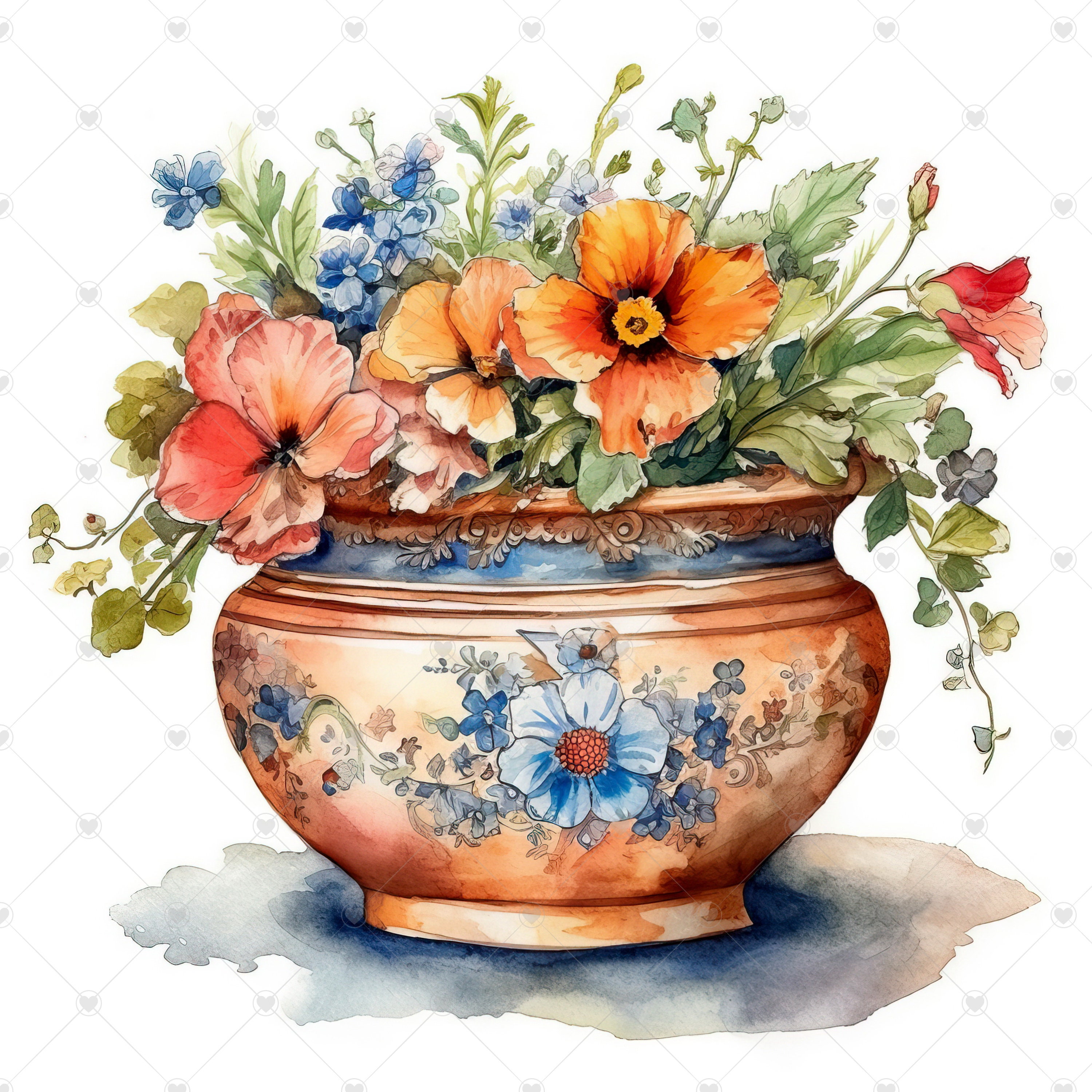 Spring Flowers in Pot Clipart Bundle 10 High Quality - Etsy