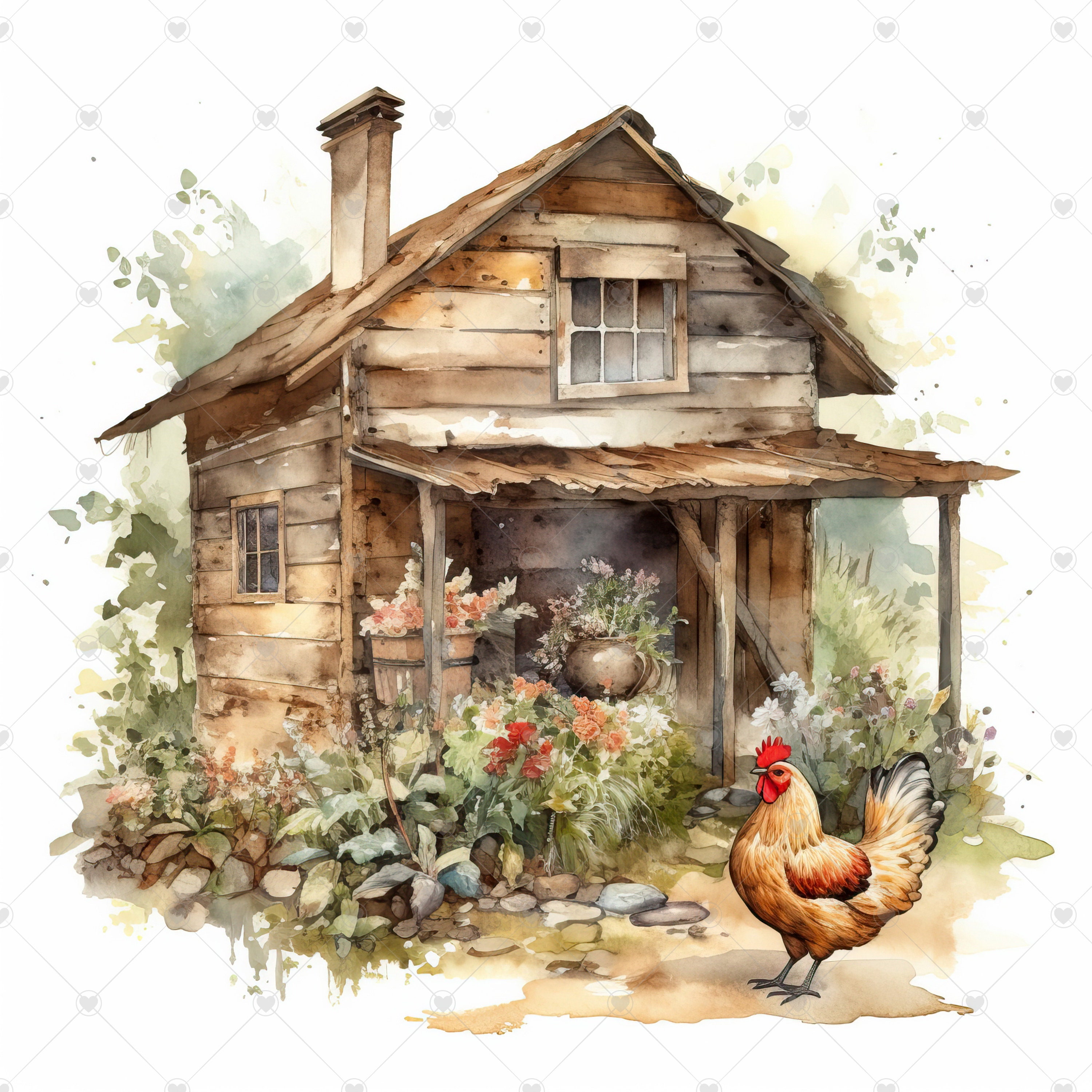 Hen House Chicken Coop Clipart Bundle 10 High Quality - Etsy