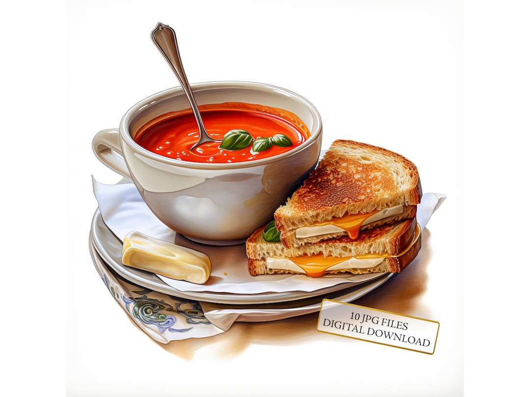 Tomato Soup and Grilled Cheese Sandwich Clipart Bundle- 10 High Quality ...
