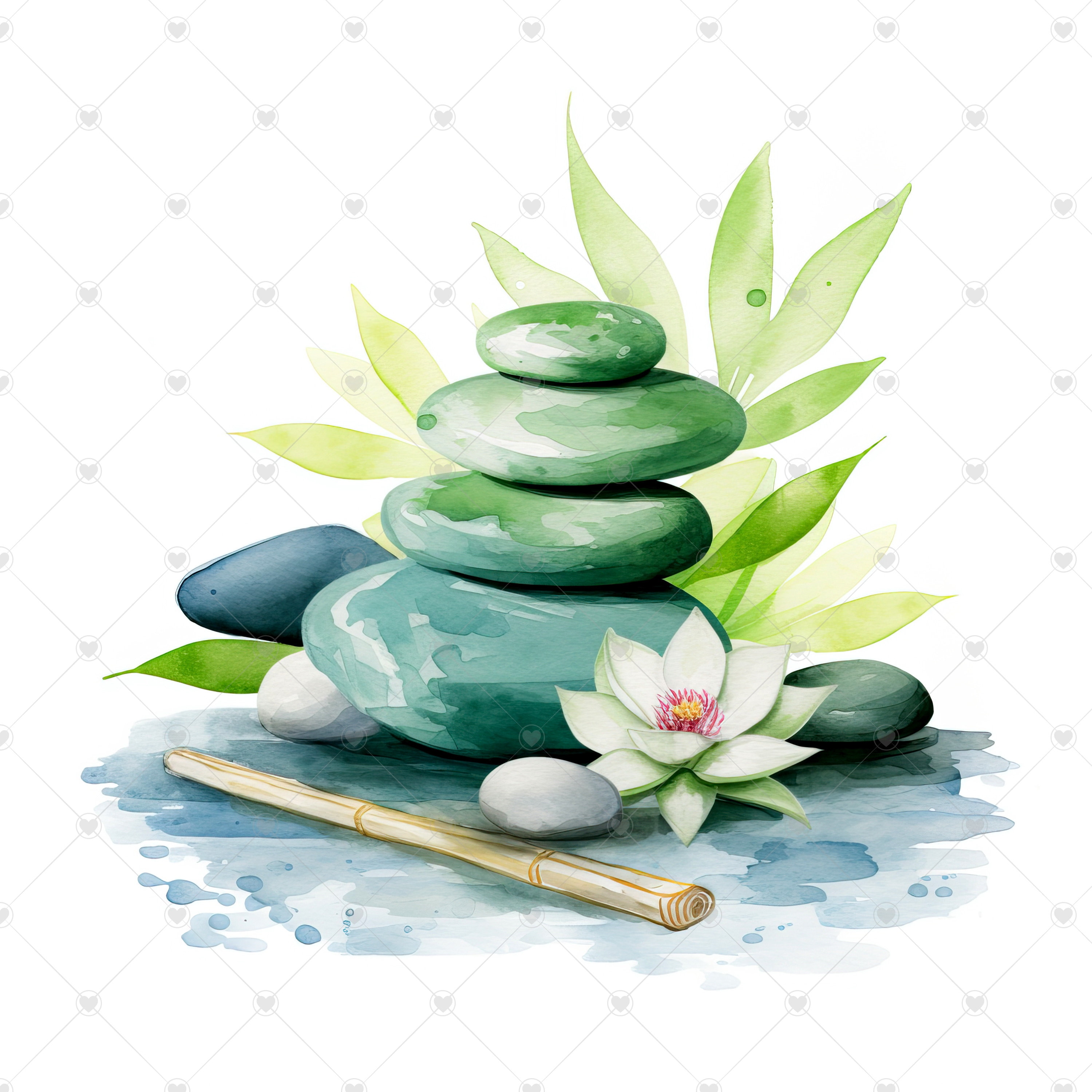 Zen Stones Spa Art Clipart Bundle 10 High Quality Watercolor - Etsy
