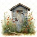 Rustic Outhouse With Flowers Clipart Bundle 10 High Quality Watercolor ...