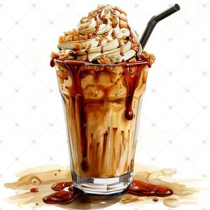 Caramel Milkshake Clipart Bundle 10 High Quality Watercolor Jpgs ...