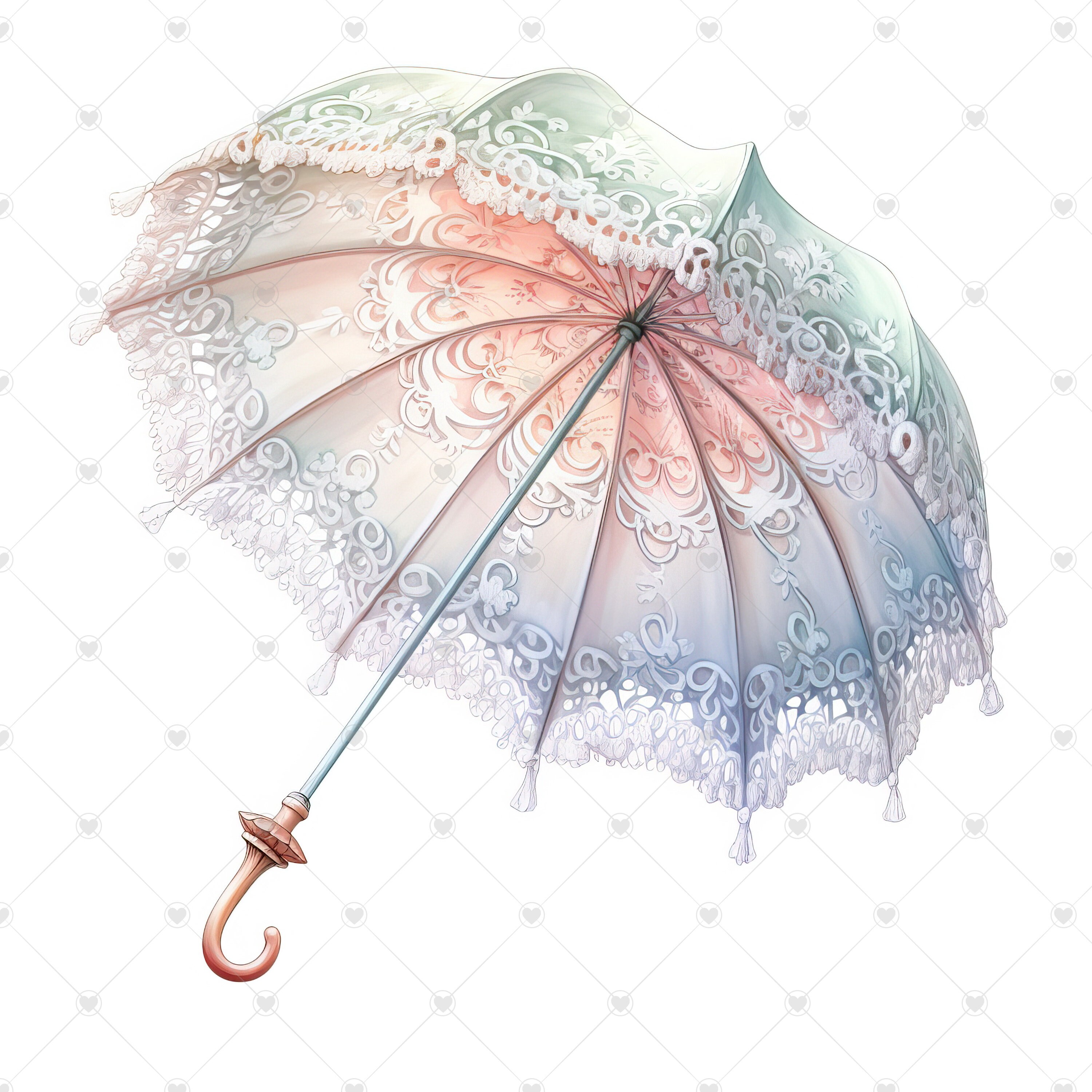 Pastel Lace Parasol Clipart Bundle 10 High Quality Watercolor - Etsy