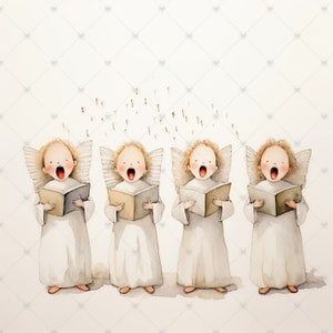 Adorable Little Angels Singing Christmas Carols Clipart Bundle- 10 High ...