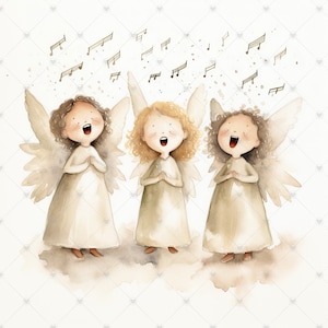 Adorable Little Angels Singing Christmas Carols Clipart Bundle- 10 High ...