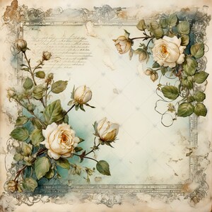 Shabby Chic Vintage White Roses Page Clipart Bundle 10 High Quality ...