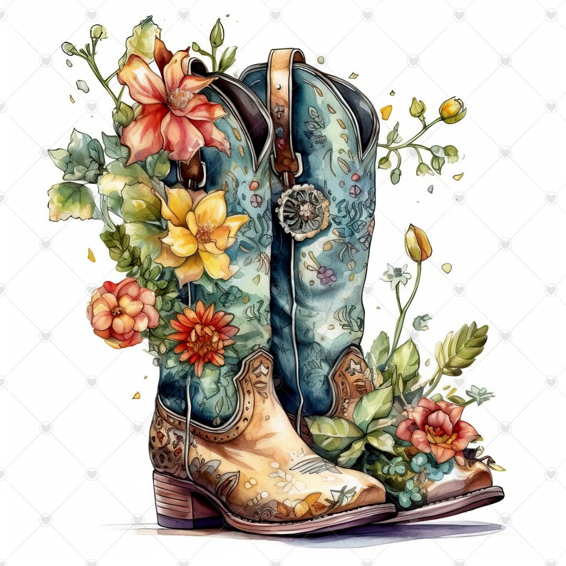 Cowboy Boots With Cacti Clipart Bundle 10 High Quality - Etsy