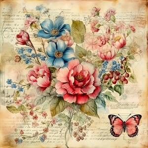 Shabby Chic Vintage Floral Love Letter Clipart Bundle- 10 High Quality ...