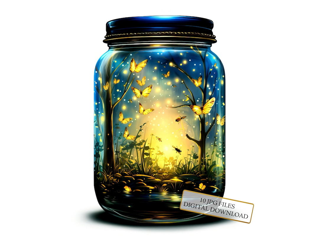 Firefly Night Forest in a Jar Clipart Bundle- 10 High Quality ...
