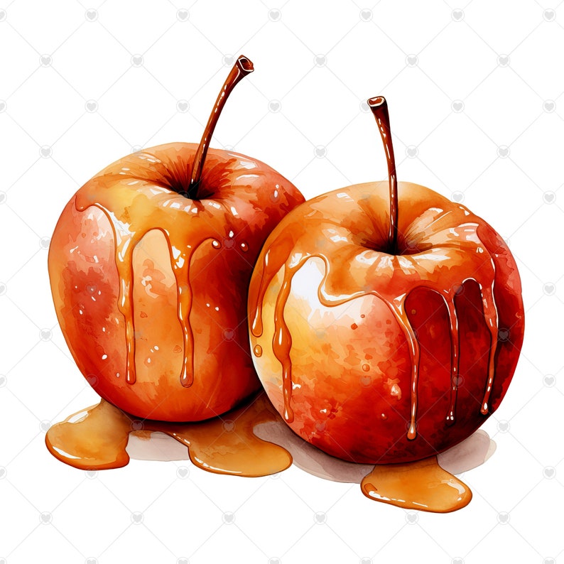 Caramel Apples Clipart Bundle 10 High Quality Watercolor - Etsy