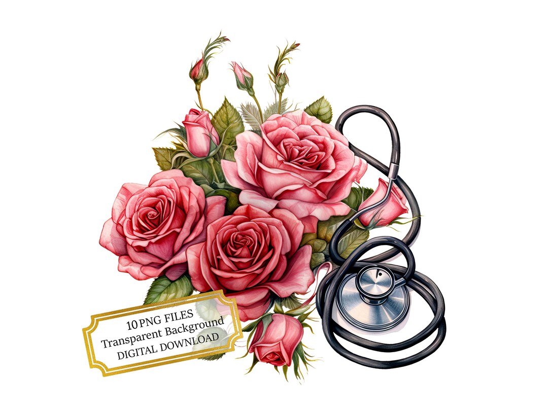 Doctor's Stethoscope With Roses PNG Clipart Bundle- Digital Download - Etsy