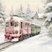 Vintage Pink Sage Christmas Train in Snowy Scenery Clipart Bundle 10 ...