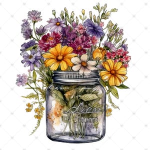 Wildflowers in a Jar PNG Clipart Bundle- Digital Download - Etsy Canada