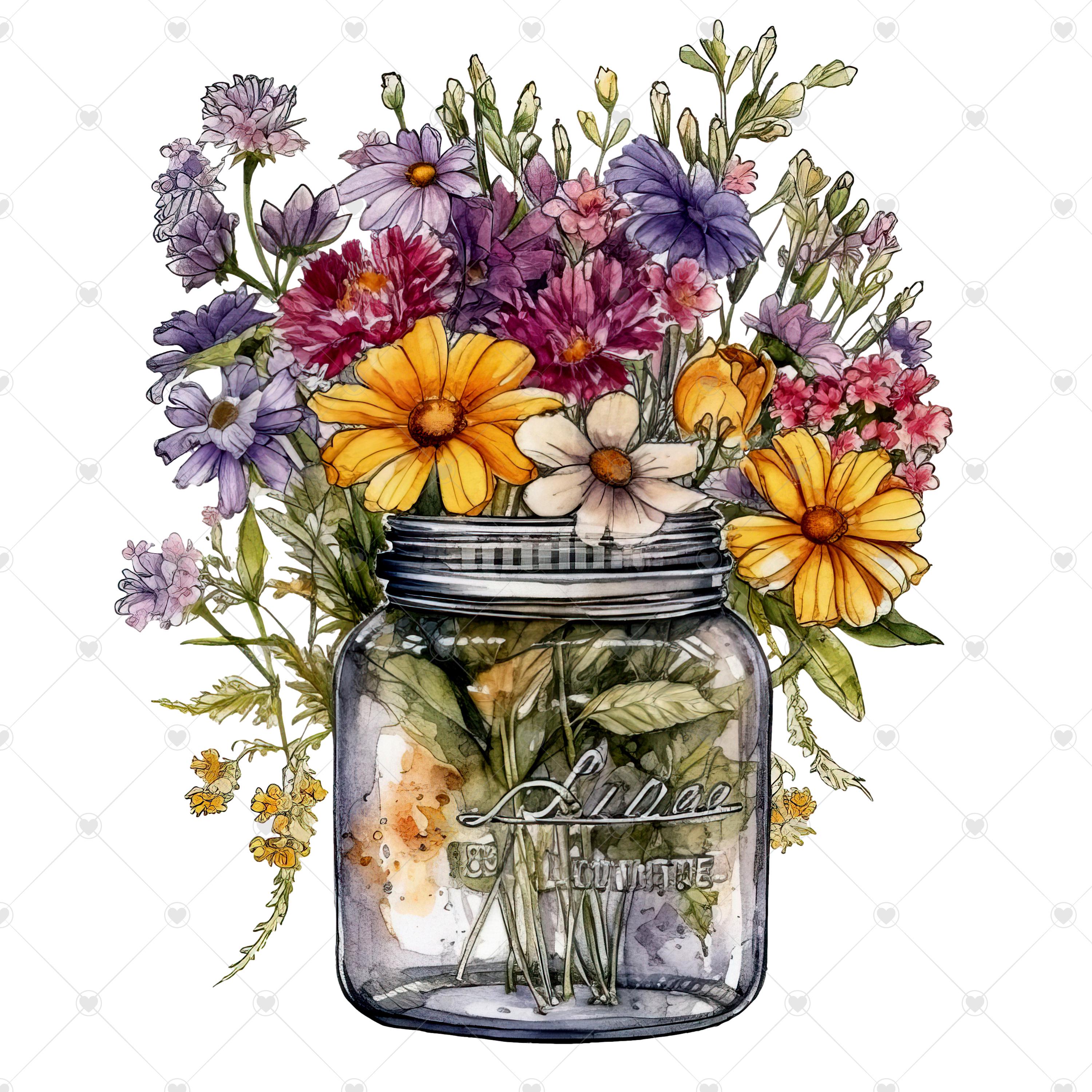 Wildflowers in a Jar PNG Clipart Bundle- Digital Download - Etsy UK