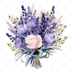 Lavender Bouquet Clipart Bundle- 10 High Quality Watercolor Jpgs ...